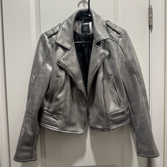 Forever 21 | Jackets & Coats | Zara Metallic Silver Moto Jacket | Poshmark